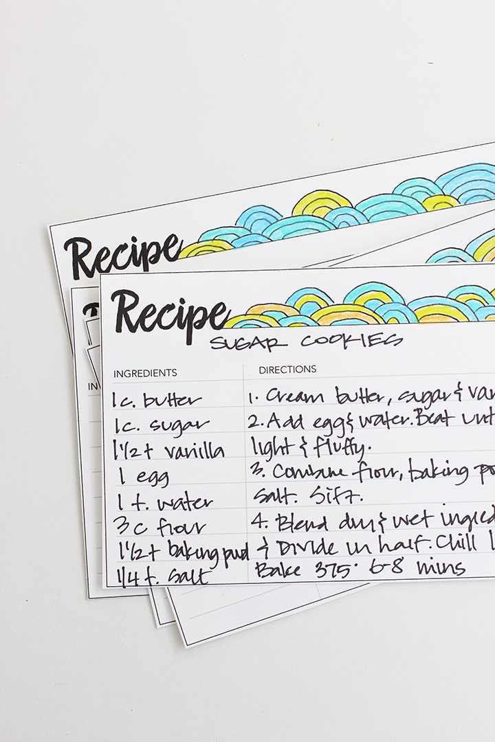 DIY Printable Coloring Recipe Card