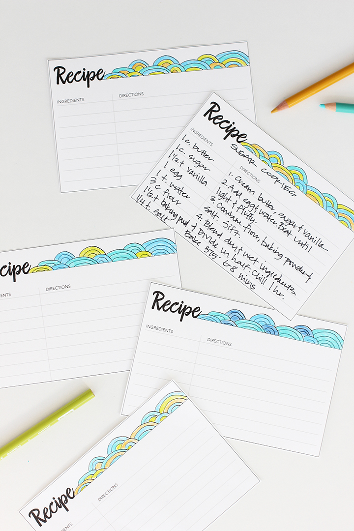 DIY Printable Coloring Recipe Card