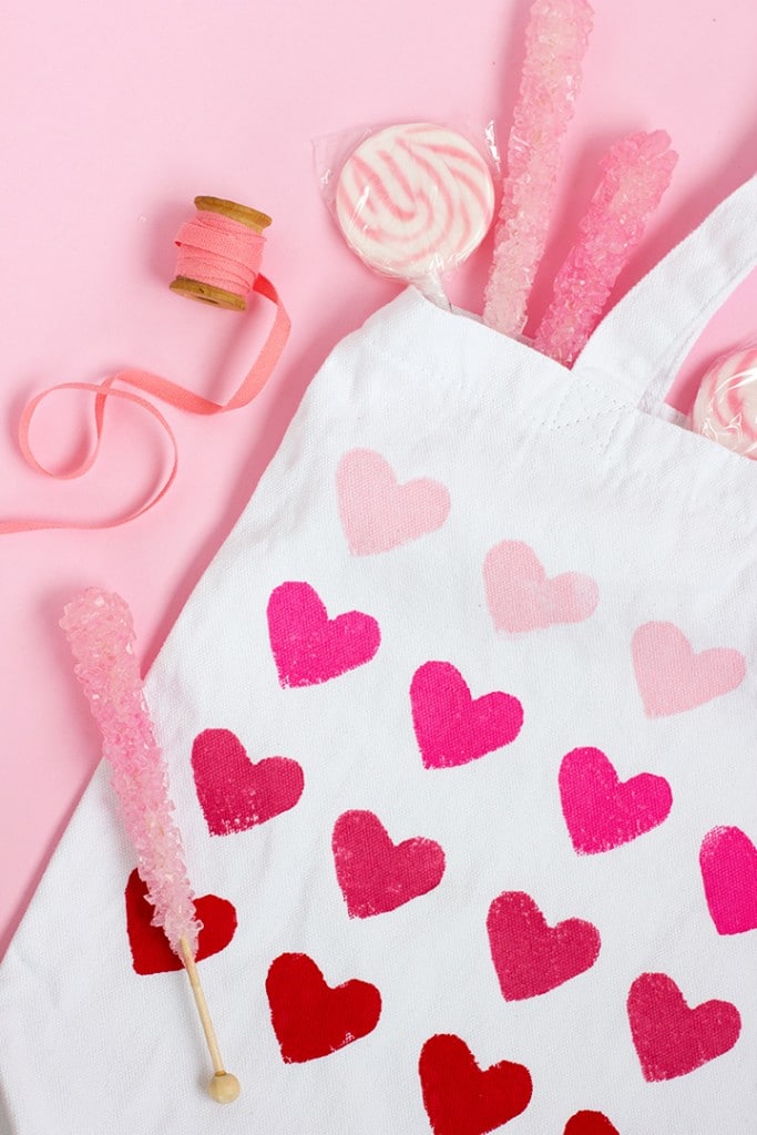 DIY Simple Heart Stamped Bag - Alice and Lois
