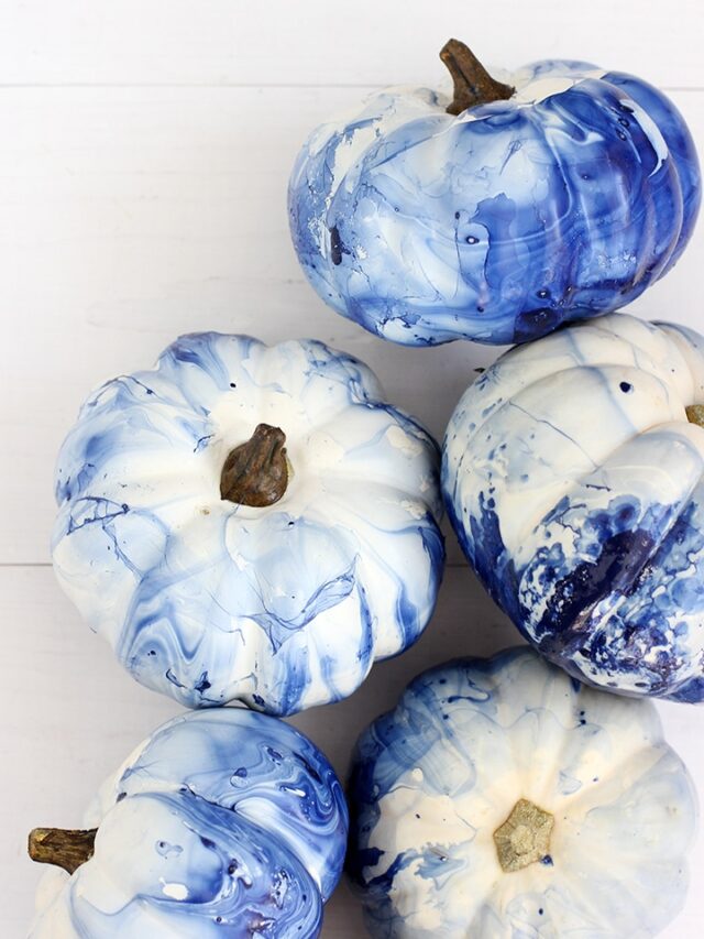 DIY Marbled Indigo Pumpkins - Alice and Lois